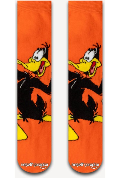 Neşeli Çoraplar Daffy Duck Turuncu Renkli Erkek Çorap Neşeli Çoraplar Daffy Duck Turuncu Renkli Erkek Çorap