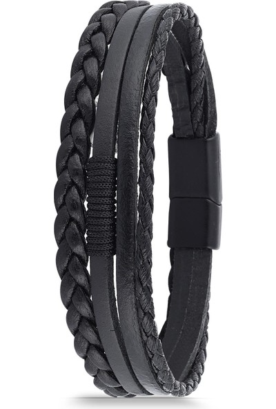 Duke Nickle Deri Örgü Detaylı Klipsli Bileklik DEBL2022 Duke Nickle Deri Örgü Detaylı Klipsli Bileklik DEBL2022