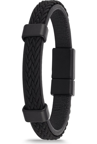 Duke Nickle Deri Örgü Detaylı Klipsli Bileklik DEBL2023 Duke Nickle Deri Örgü Detaylı Klipsli Bileklik DEBL2023