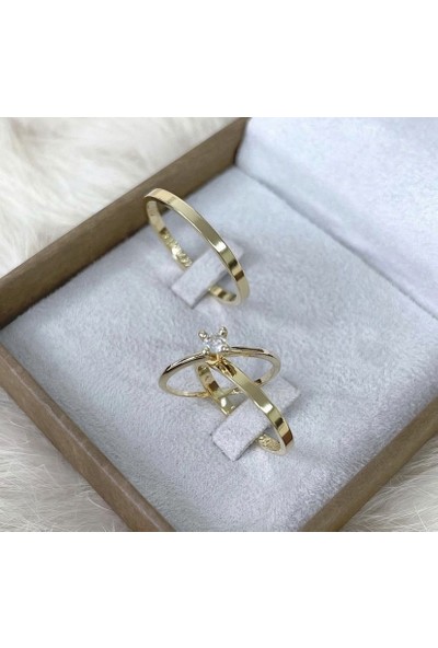 Alyans Star Gold Kaplama Gümüşn Çift Alyans Alyans Star Gold Kaplama Gümüşn Çift Alyans