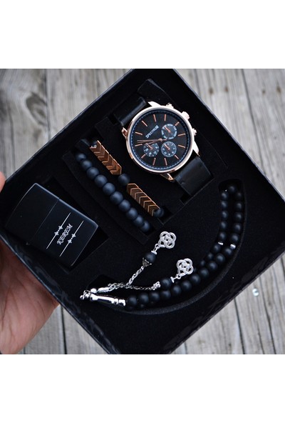 Deepwell Erkek Kol Saati Kişiye Özel Tesbih Çakmak Bileklik Seti
