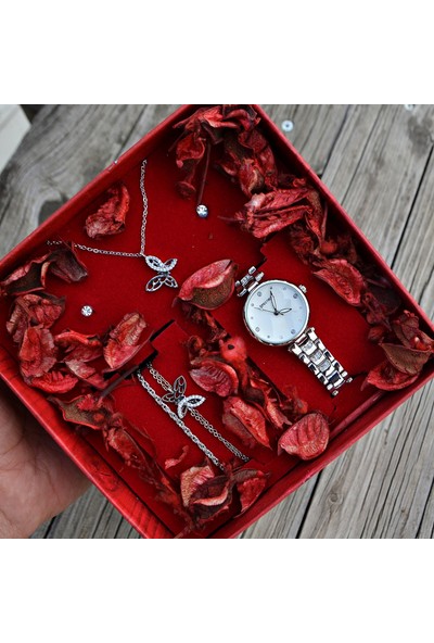 Deepwell Kadın Kol Saati Bileklik Kolye Küpe Seti Deepwell Kadın Kol Saati Bileklik Kolye Küpe Seti