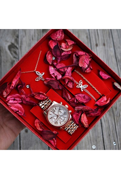 Deepwell Kadın Kol Saati Bileklik Kolye Küpe Seti Deepwell Kadın Kol Saati Bileklik Kolye Küpe Seti