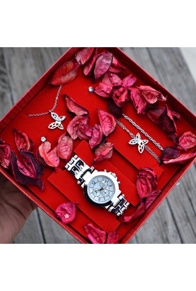 Deepwell Kadın Kol Saati Bileklik Kolye Küpe Seti Deepwell Kadın Kol Saati Bileklik Kolye Küpe Seti