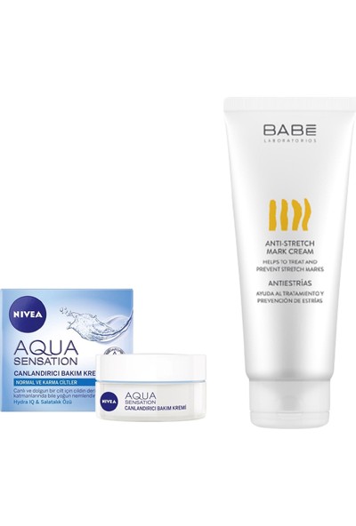 Nivea Canlandırıcı Krem 50 ml & Babe Çatlak Bakım Onarıcı Kremi - Anti-Stretch Mark Cream 200 Nivea Canlandırıcı Krem 50 ml & Babe Çatlak Bakım Onarıcı Kremi - Anti-Stretch Mark Cream 200