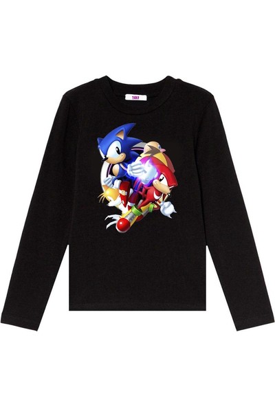 TakeTshirt Sonic Uzun Kol Çocuk Tişört Siyah