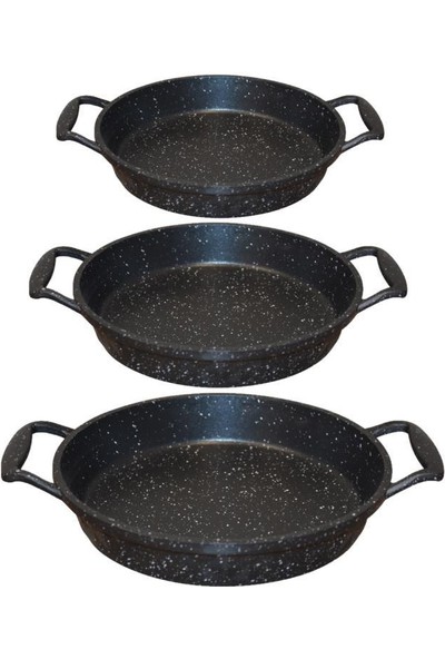 Essenso Siyah Kabartmalı Sahan Set 18-20-22CM Essenso Siyah Kabartmalı Sahan Set 18-20-22CM