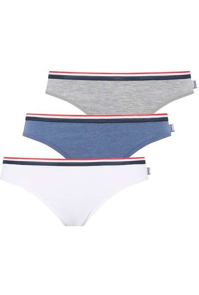 U.s. Polo Assn. Kadın Beyaz - Mavi Melanj - Gri Melanj 3 Lü Slip U.s. Polo Assn. Kadın Beyaz - Mavi Melanj - Gri Melanj 3 Lü Slip