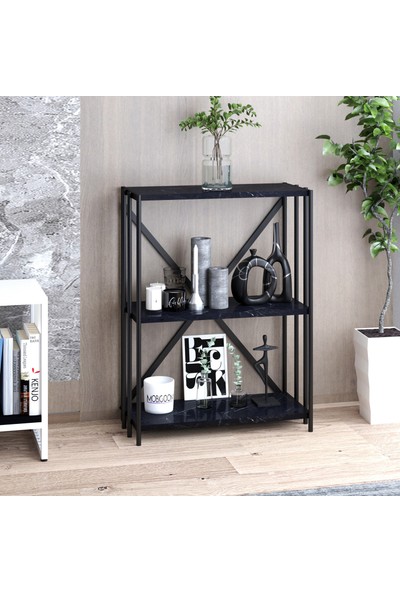 Mobigoom Lüx Mini Kitaplık 3 Raflı Ofis &ev Kitaplık Siyah Mermer Mobigoom Lüx Mini Kitaplık 3 Raflı Ofis &ev Kitaplık Siyah Mermer