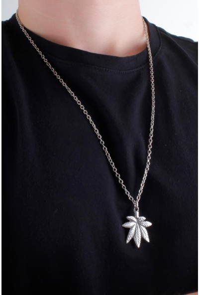 Madame Concept Erkek Gümüş Renk Bitki Figürlü Metal Zincir Kolye