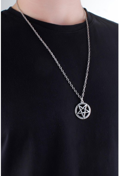 Madame Concept Erkek Gümüş Renk Pentagram Figürlü Metal Zincir Kolye Madame Concept Erkek Gümüş Renk Pentagram Figürlü Metal Zincir Kolye