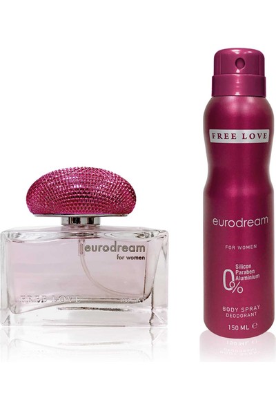 Free Love Eurodream Edp Kadın Parfüm 100 ml ve Deodorant 150 ml