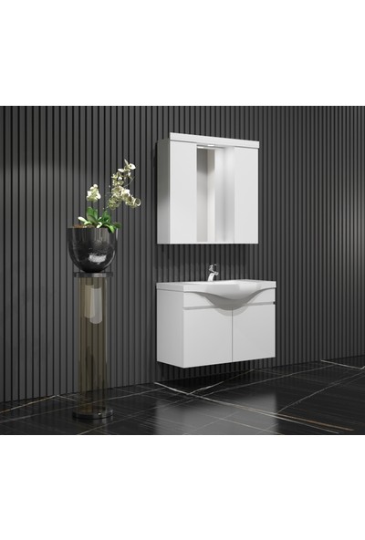 Özceden Yıldız Banyo Dolabı 75CM Asma Beyaz Mdf