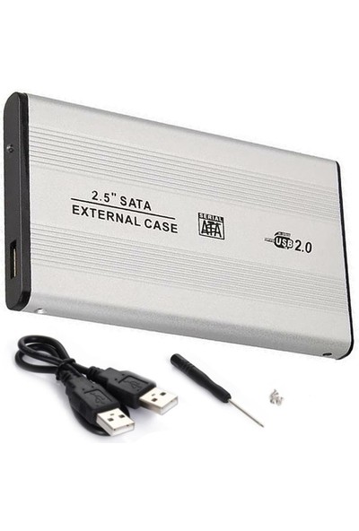 Maxgo 2.5 HDD Kutusu USB 2.0 Harici Metal Harddisk Kutu Sata SSD Disk-Gümüş Maxgo 2.5 HDD Kutusu USB 2.0 Harici Metal Harddisk Kutu Sata SSD Disk-Gümüş
