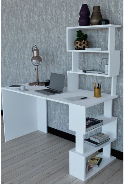 Moonlife Okyanus Kitaplıklı Çalışma Masası (Beyaz)