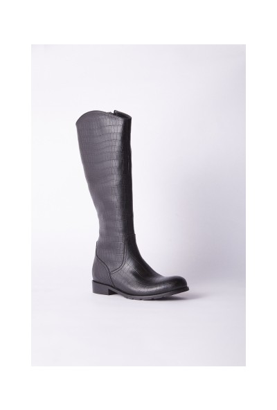 Mushoes Siyah Kroko Kadın Çizme 80-521