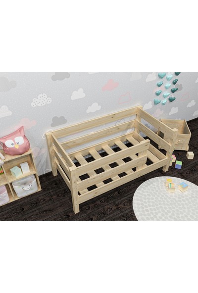 Renazzo Mobilya Ida Montessori Ahşap Masif Doğal Karyola