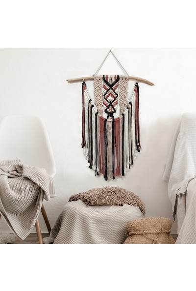 Limenis Dekoratif Makrome Duvar Süsü / Kahverengi Tarçın Krem Bohem Makrome Aksesuar / Teras Balkon Dekoru Limenis Dekoratif Makrome Duvar Süsü / Kahverengi Tarçın Krem Bohem Makrome Aksesuar / Teras Balkon Dekoru