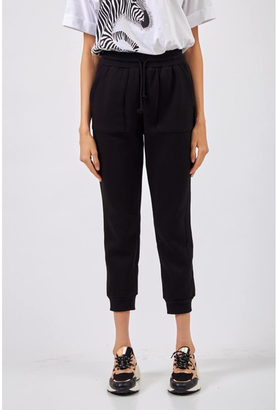 Coral Beli Lastikli Eşofman Siyah