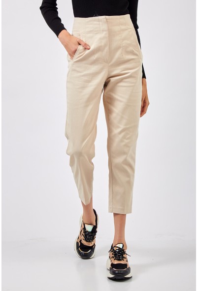 Coral Pensli Havuç Pantolon Taş