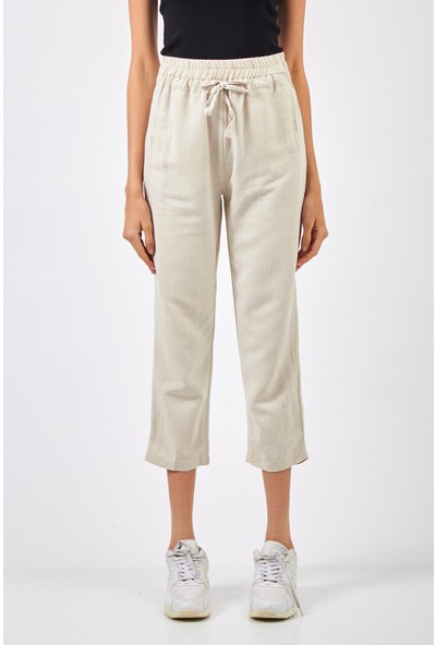 Coral Grogren Bağcıklı Pantolon Taş