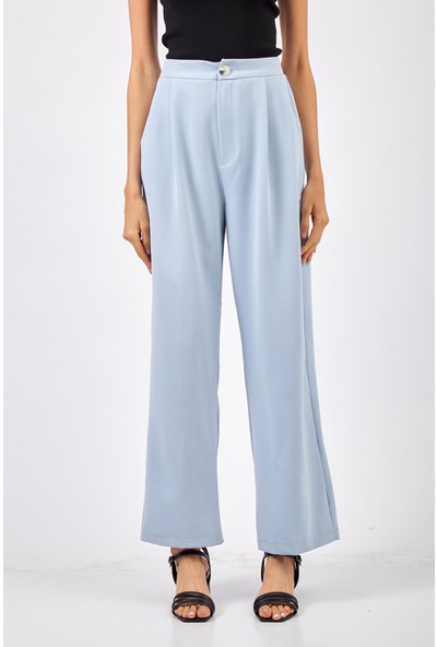 Coral Arkası Lastikli Polazzo Pantolon Bebe Mavi
