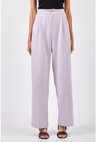 Coral Arkası Lastikli Polazzo Pantolon Lila