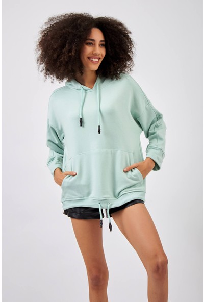 Coral Kangru Cep Sweatshirt Mint Yeşili