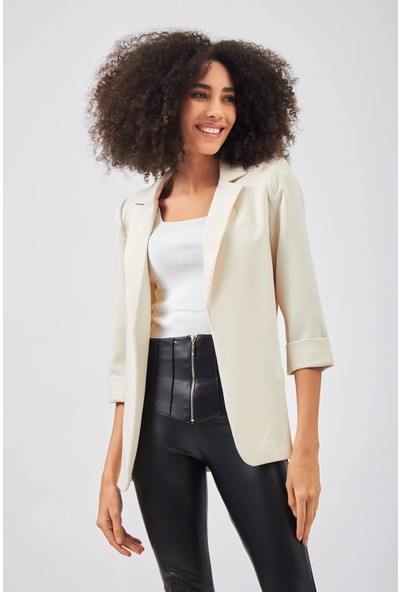 Coral Kolu Duble Ceket Ekru Coral Kolu Duble Ceket Ekru