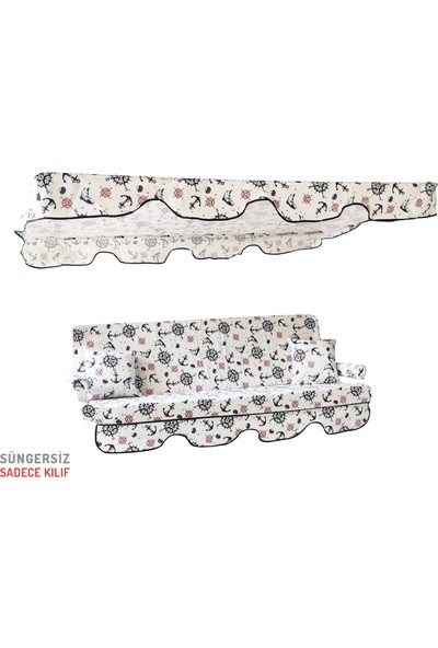 Olgun Home 3 Kişilik Salıncak Minderi Süngersiz Kılıfı Marin-Çapa Bahçe Minderi