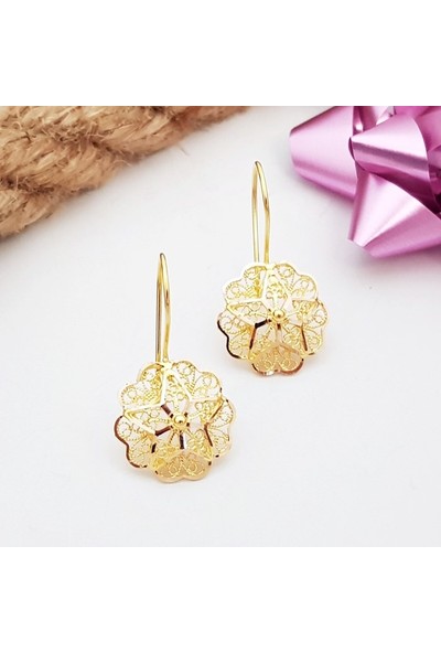 Altın Plaza Sade 14 Ayar Altın Bayan Gül Küpe