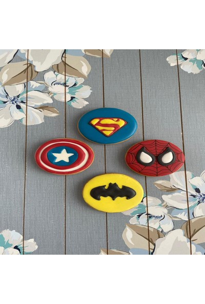 Coral Patisserie Spiderman Batman Superman Desenli Kurabiye