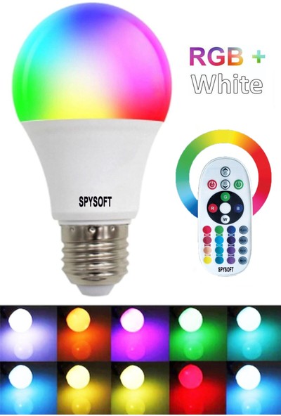 Spysoft 12W Rgb+White Kumandalı LED Ampul Renk Değiştiren Dimmer Özellikli. Spysoft 12W Rgb+White Kumandalı LED Ampul Renk Değiştiren Dimmer Özellikli.