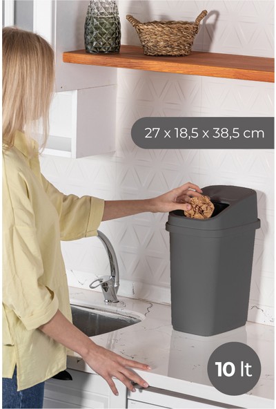 Vienev Binny Çöp Kovası 10 Litre Antrasit Vienev Binny Çöp Kovası 10 Litre Antrasit
