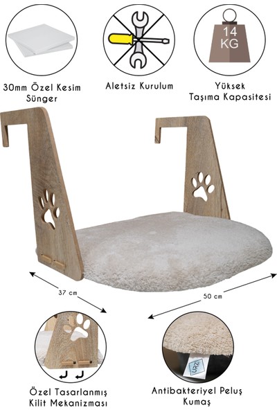 URZ Kalorifer Yatağı Kedi Köpek Geniş Kalorifer Yatağı Peluş 52X37 cm