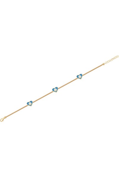 Diamond Line-Gülaylar Sarı Altın 14 Ayar Kalp Bileklik