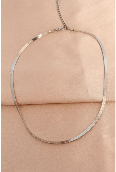 KaktüsKedi Gümüş Renk Italyan Zincir Kolye