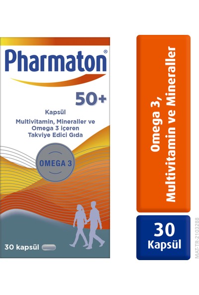 Pharmaton 50 Plus 30 Kapsül - Omega 3, Multivitamin ve Mineraller Pharmaton 50 Plus 30 Kapsül - Omega 3, Multivitamin ve Mineraller