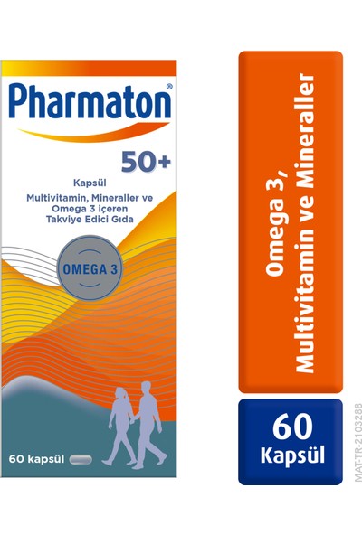 Pharmaton 50 Plus 60 Kapsül - Omega 3, Multivitamin ve Mineraller Pharmaton 50 Plus 60 Kapsül - Omega 3, Multivitamin ve Mineraller