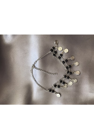 Yeşim Aksesuar Etnik Model Kadın Halhal, Siyah Taşlı Halhal Yeşim Aksesuar Etnik Model Kadın Halhal, Siyah Taşlı Halhal