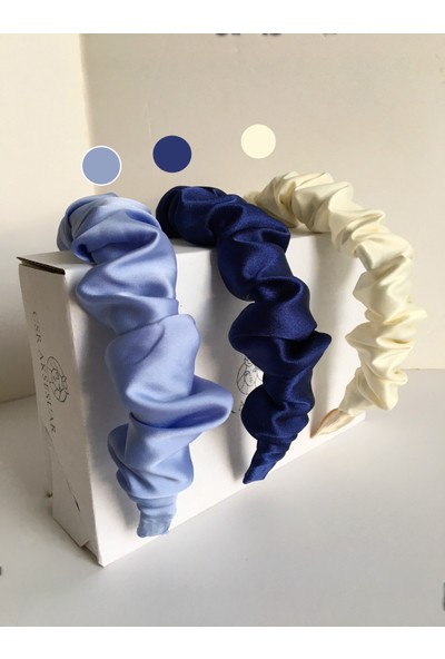 Csr Aksesuar 3lü Büzgülü Saten Taç Seti