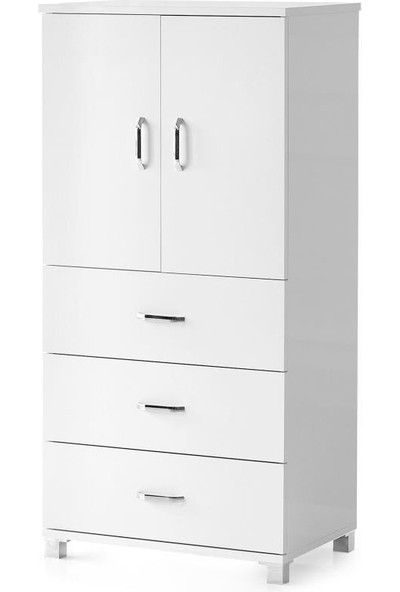 Sivas Gözde Mobilya Çok Amaçlı Dolaplı Şifonyer 3 Çekmeceli Kapaklı 60X44X127CM