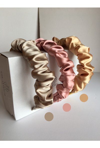 Csr Aksesuar 3lü Büzgülü Saten Taç Seti