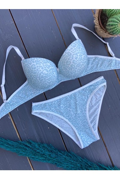 Arensa Mavi Desenli Dolgulu Sütyen Takım Arensa Mavi Desenli Dolgulu Sütyen Takım