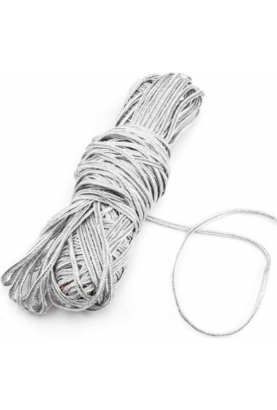 Simisso Yassı Kordon Ip 5 mm Gümüş 1 M
