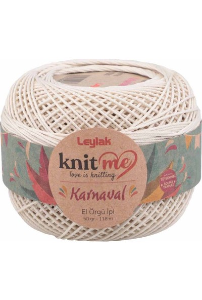 Leylak Knit Me Karnaval El Örgü Ipi Ekru 02280 50 Gr.
