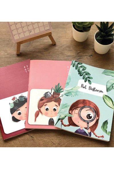 Happydaycards 3 Adet Tasarım Sevimli A5 Defter