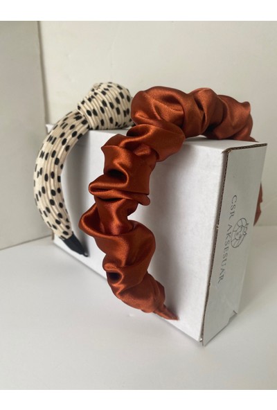 Csr Aksesuar Krem Puantiyeli Taç Seti