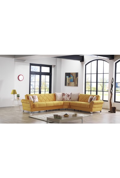 İpek Mobilya Esen Köşe Takımı 3+2+Köşe Barı ( Hardal )