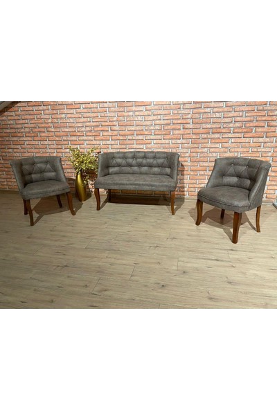 İpek Mobilya Muhabbet Çay Seti 2+1+1 ( Gri )